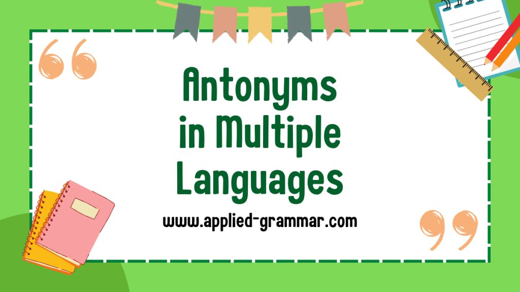 Antonyms in Multiple Languages: Comparing Opposites Across Cultures